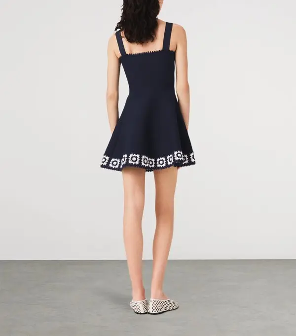 Maje Knitted Mini Dress With Crochet Trim