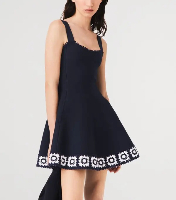 Maje Knitted Mini Dress With Crochet Trim