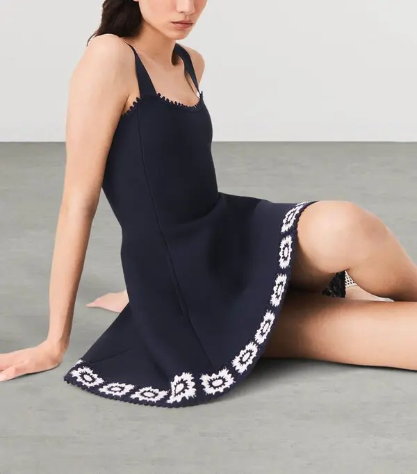 Maje Knitted Mini Dress With Crochet Trim