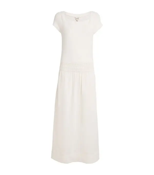ME+EM Mixed Media Maxi Dress With Square Neckline - Beige