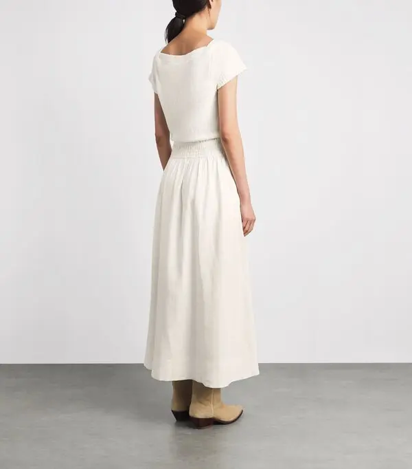 ME+EM Mixed Media Maxi Dress With Square Neckline - Beige