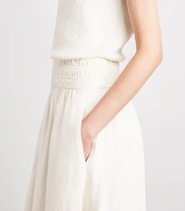 ME+EM Mixed Media Maxi Dress With Square Neckline - Beige