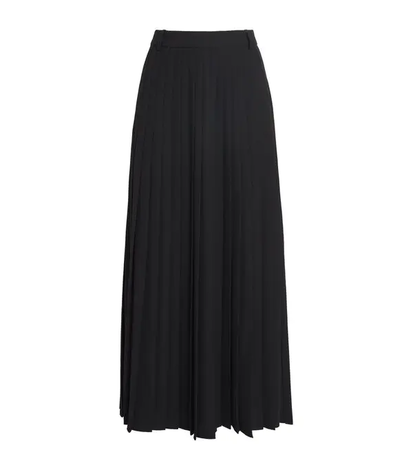 ME+EM Crepe Maxi Skirt With Slit And Pleats - Black
