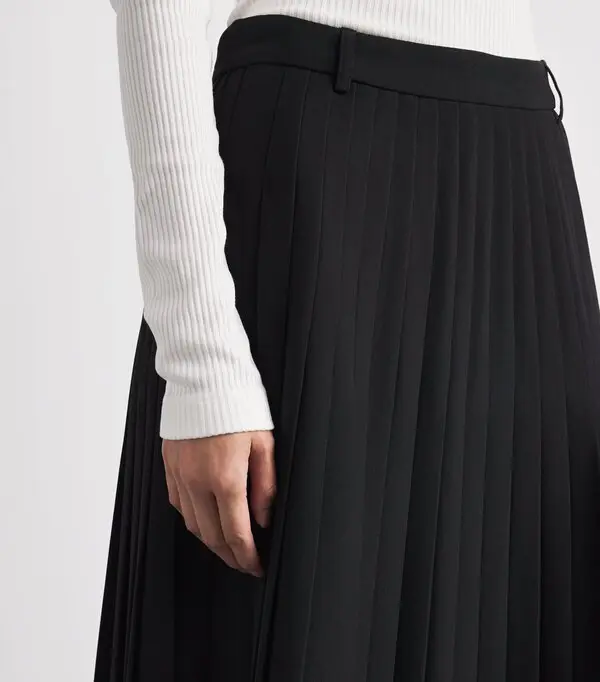 ME+EM Crepe Maxi Skirt With Slit And Pleats - Black
