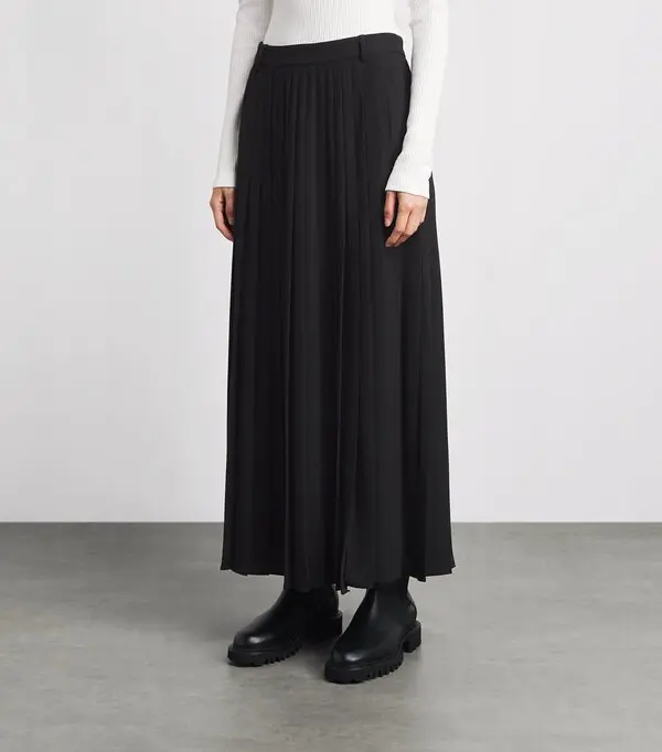ME+EM Crepe Maxi Skirt With Slit And Pleats - Black