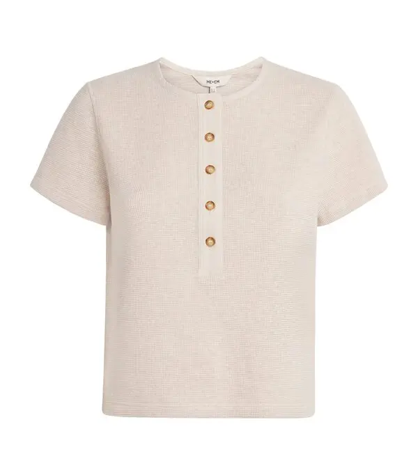 ME+EM Waffle-knit Henley Baby T-shirt - Brown