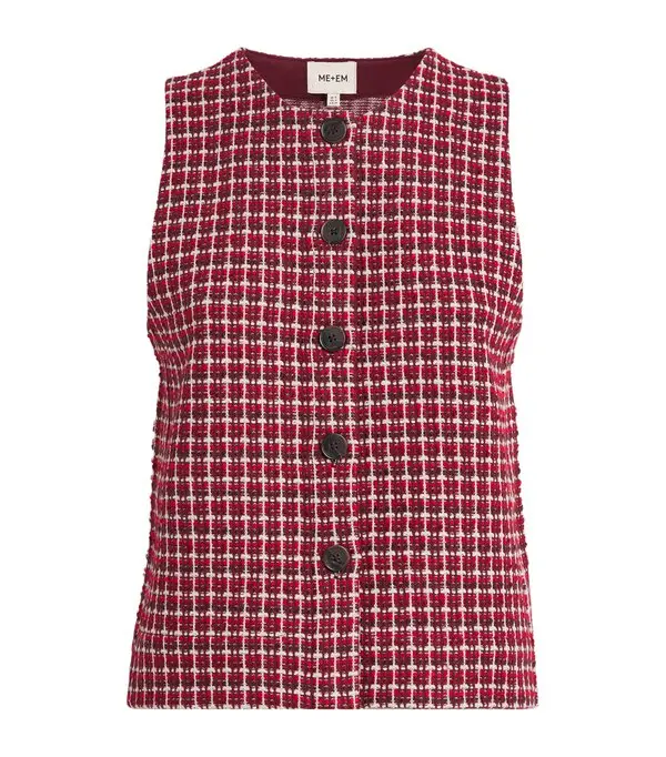 ME+EM Jacquard Button-up Sleeveless Top