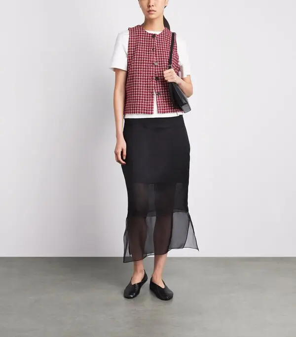 ME+EM Jacquard Button-up Sleeveless Top