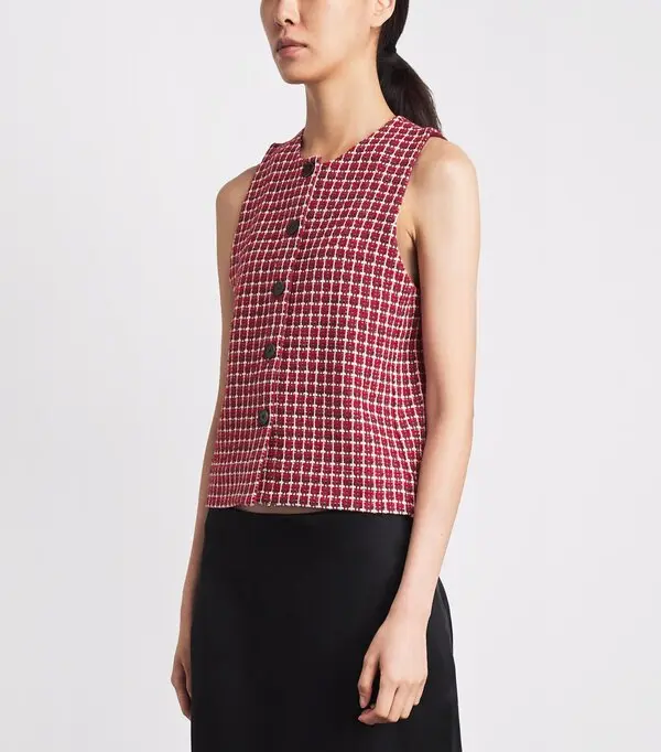 ME+EM Jacquard Button-up Sleeveless Top