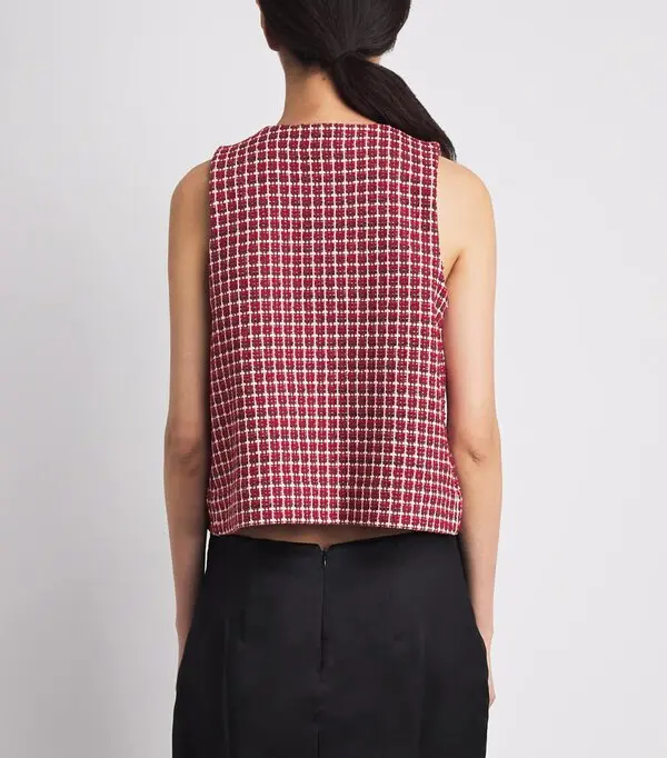 ME+EM Jacquard Button-up Sleeveless Top