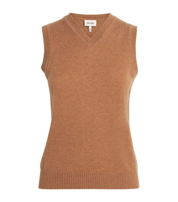 ME+EM Cashmere V-neck Sweater Vest - Brown