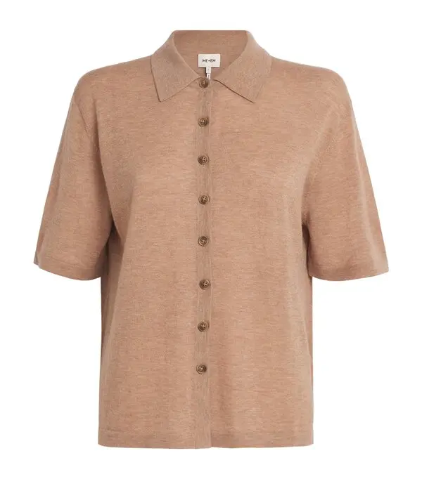 ME+EM Cashmere Knit Short-sleeve Shirt - Brown