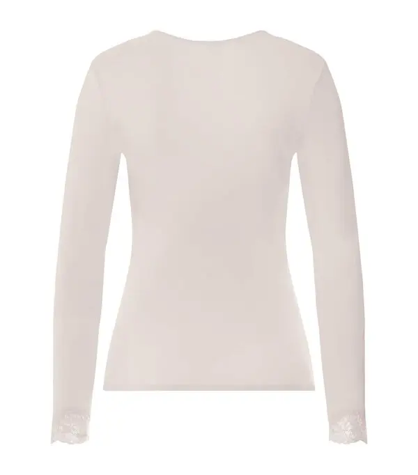 Hanro Dana Long Sleeve T-shirt With Lace Trim