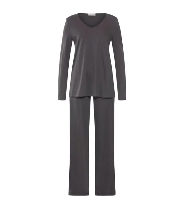 Hanro Cotton-silk Long-sleeve Pyjamas - Grey