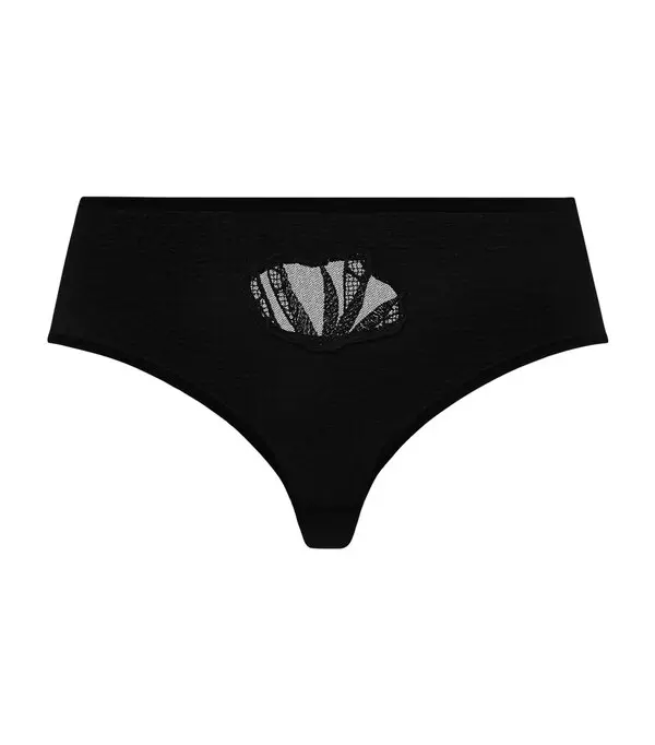 Hanro Cotton Lace-detail Rosaria Briefs - Black