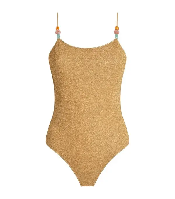 Oseree Beaded Lumière One-piece Swimsuit - Gold