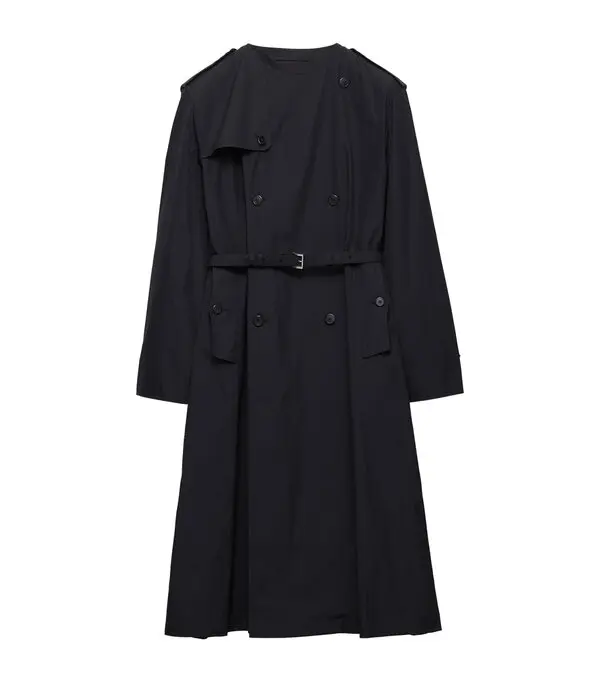 Prada Cotton-blend Collarless Trench Coat