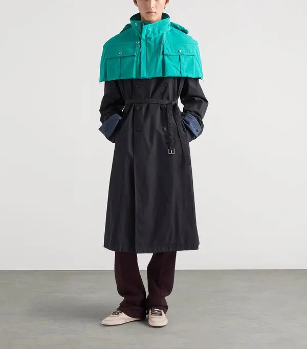 Prada Cotton-blend Collarless Trench Coat