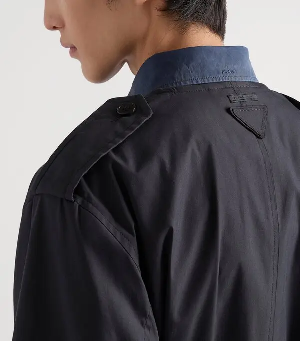 Prada Cotton-blend Collarless Trench Coat