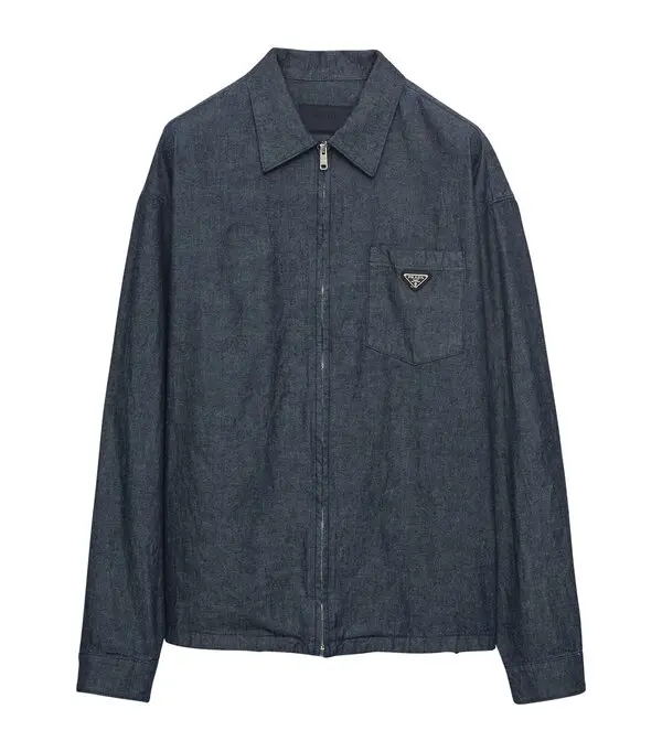 Prada Cotton Chambray Zipped Shirt