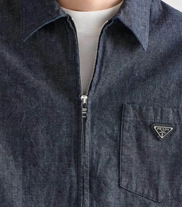 Prada Cotton Chambray Zipped Shirt