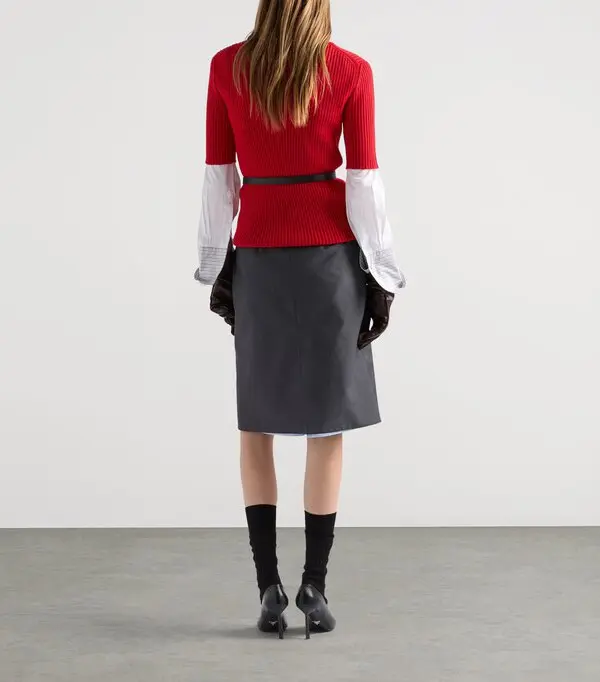 Prada Wool Ribbed Short-sleeve Sweater