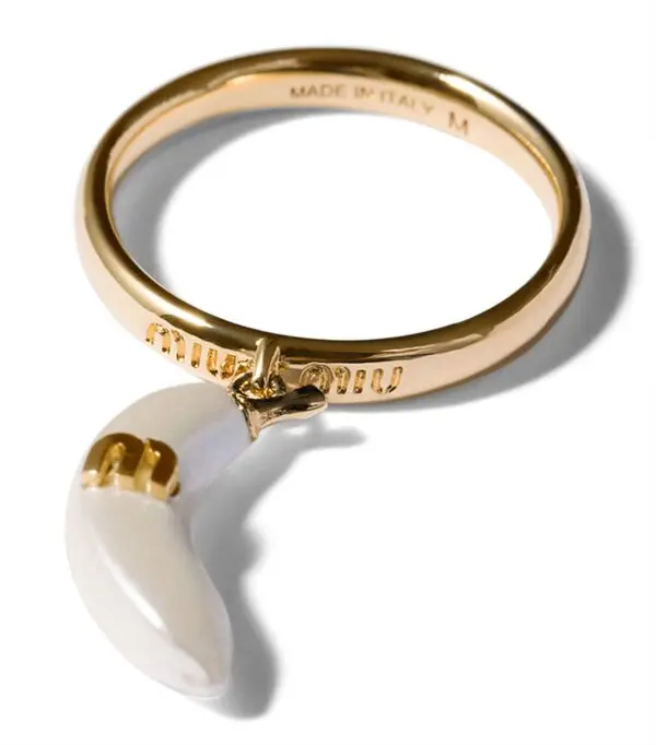 Miu Miu Pearl-effect Charm Ring - Metallic