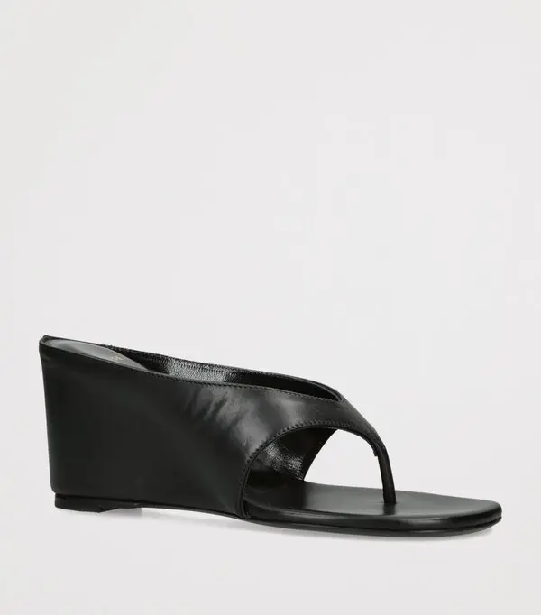JUDE Shirakabegura Leather Yaga Wedge Sandals 85 - Black