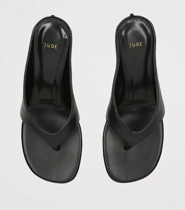 JUDE Shirakabegura Leather Yaga Wedge Sandals 85 - Black