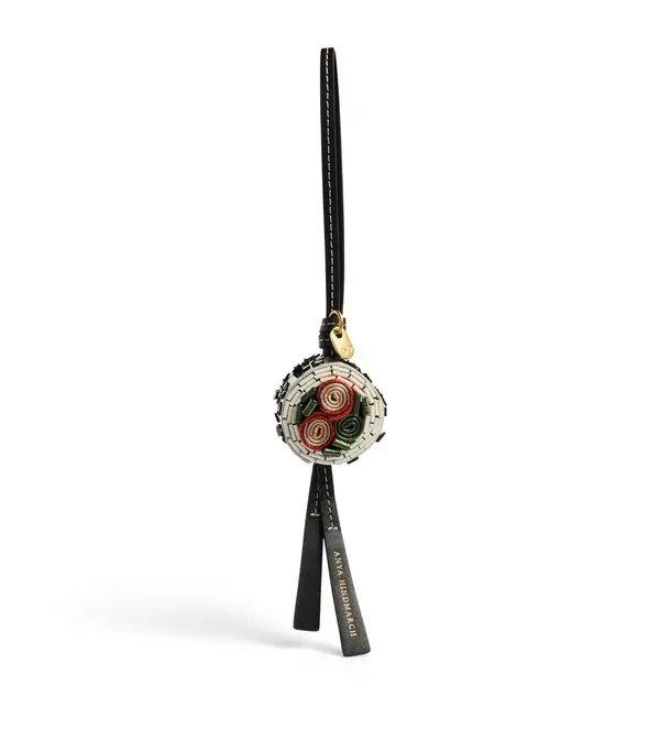 ANYA HINDMARCH Leather Uramaki Sushi Bag Charm - Silver