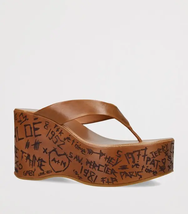 Chloé Leather Maxime Wedge Sandals