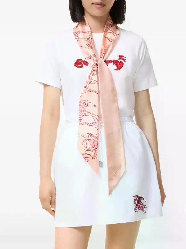 Burberry Skinny Heart Knight Silk Scarf - Pink
