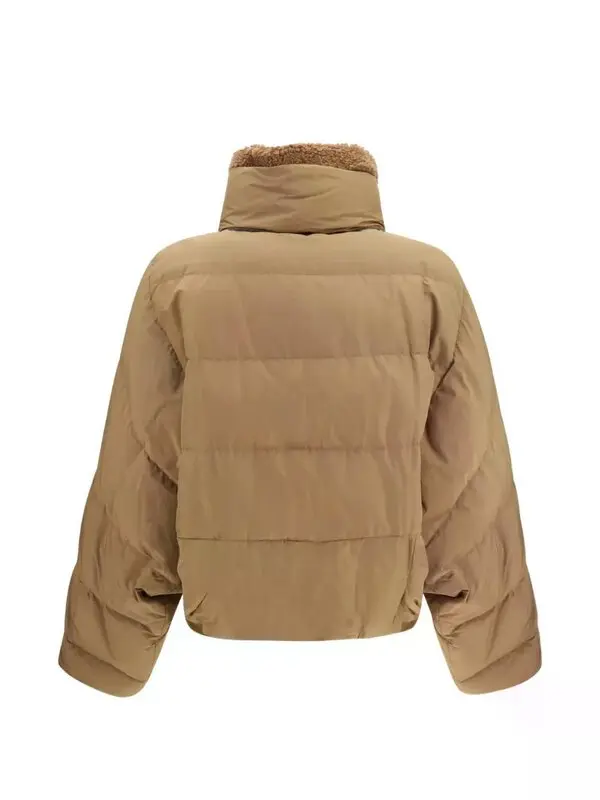 Brunello Cucinelli Techno Cotton Taffeta Down Jacket With Detachable Shearling Insert And Monili