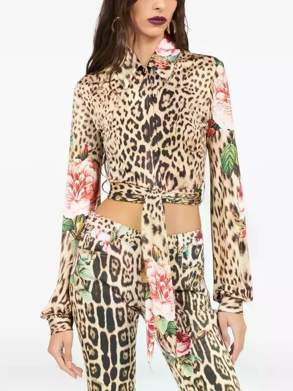 Roberto Cavalli Printed Floral Leopard Shirt