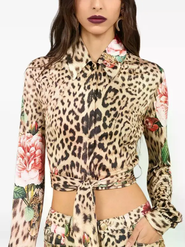 Roberto Cavalli Printed Floral Leopard Shirt