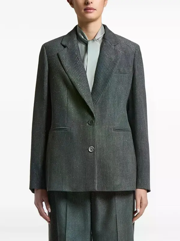 Peserico Glitter-effect Pinstripe Blazer - Grey