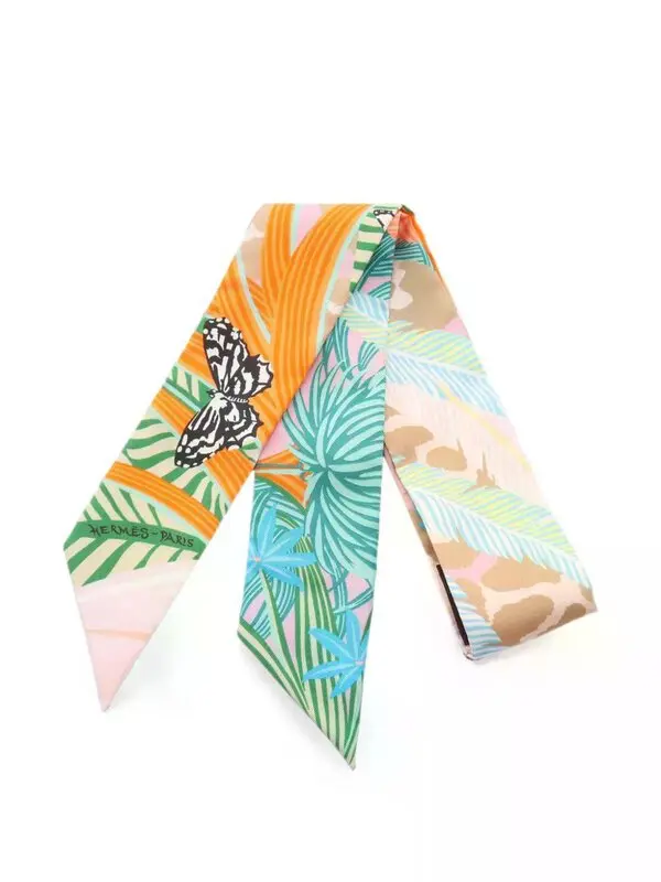Hermès 2010s Jaguar Quetzal Twilly Scarf - Neutrals