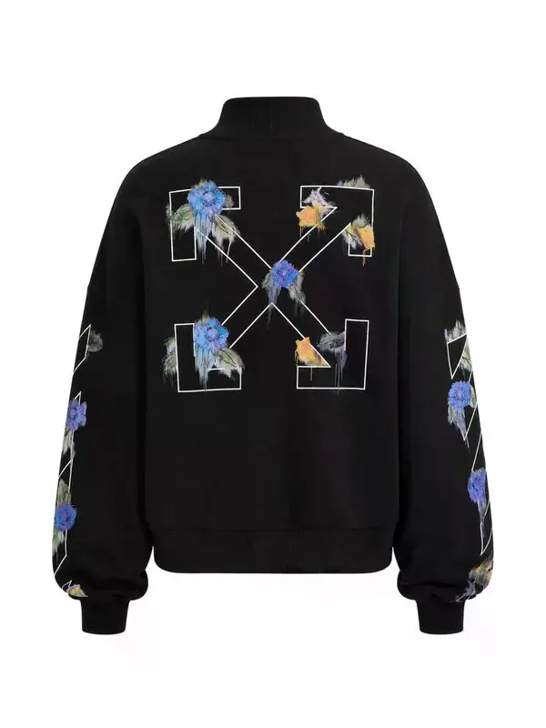Off-White Floral-print Arrows Zip-up Sweatshirt