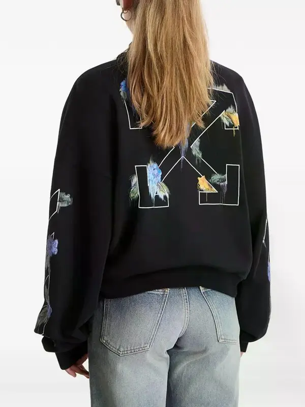 Off-White Floral-print Arrows Zip-up Sweatshirt