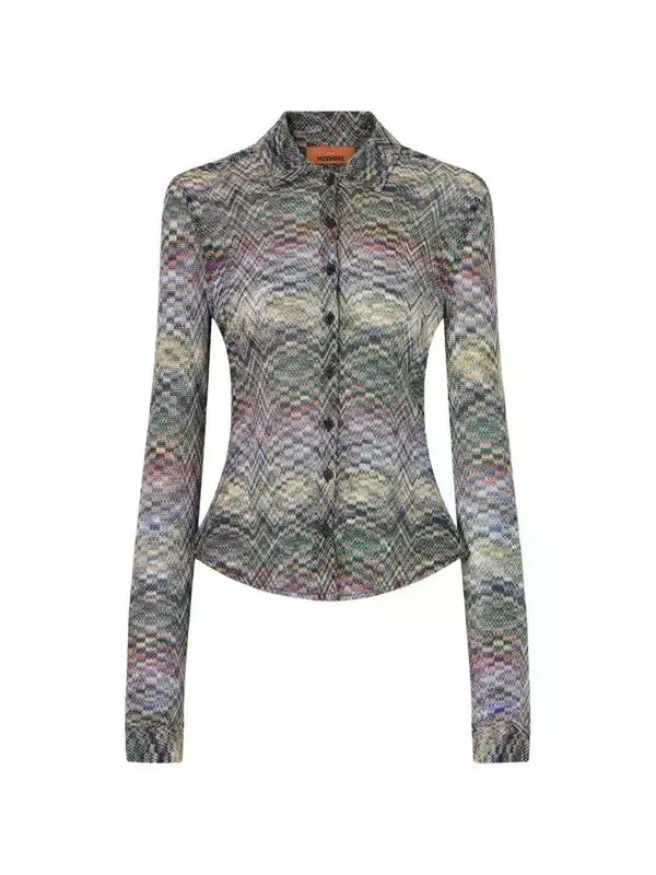 Missoni Zigzag-knit Button-down Shirt - Grey