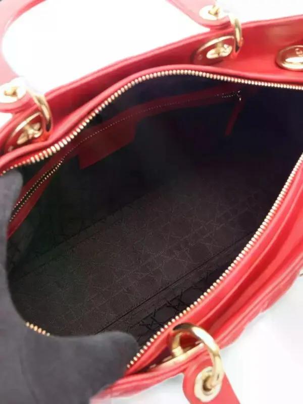 Dior Lady Cannage Tote Bag - Red