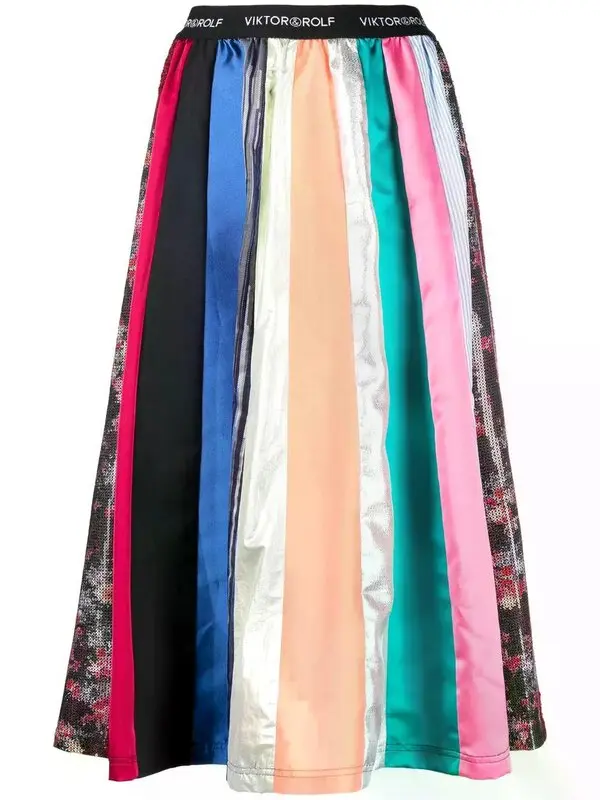 Viktor & Rolf Mix-print A-line Midi Skirt