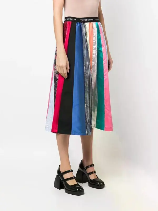 Viktor & Rolf Mix-print A-line Midi Skirt