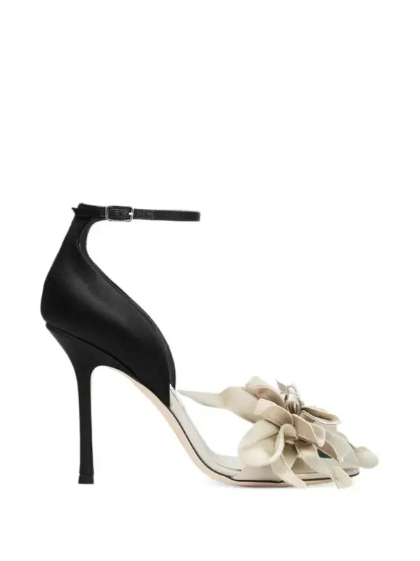 JIMMY CHOO Coko Flower-embellished Ankle-strap Sandals - Black