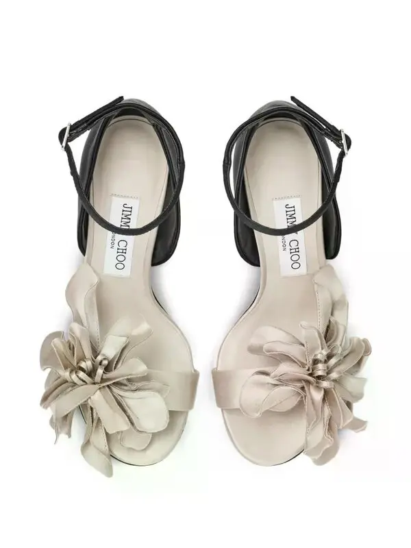 JIMMY CHOO Coko Flower-embellished Ankle-strap Sandals - Black