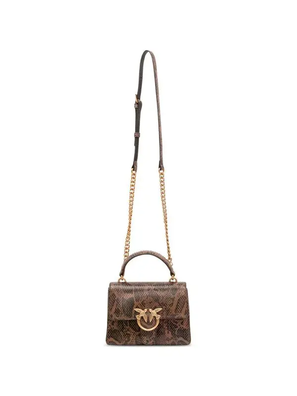 Pinko Mini Love Bag One Top Handle Light Handbag In Python-print Leather