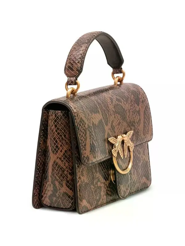 Pinko Mini Love Bag One Top Handle Light Handbag In Python-print Leather