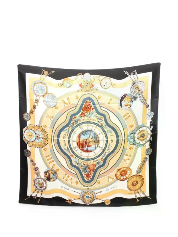 Hermès 2010s Clock-print Scarf