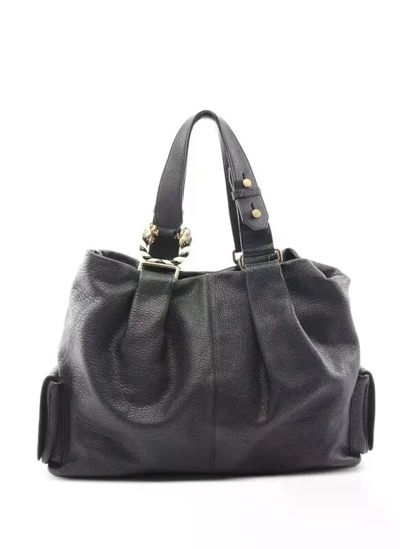 BVLGARI 2010s Leoni Pebbled Tote Bag - Black
