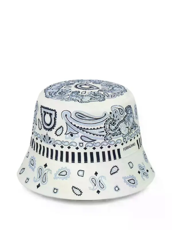 FERRAGAMO Arabesque-print Cloche - White